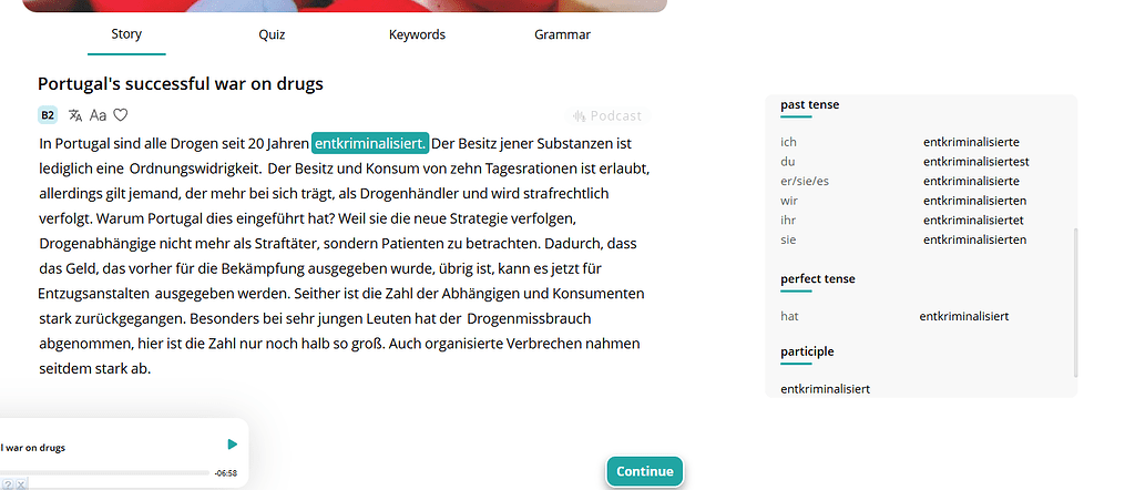 Need past, perfect tense in word list and explanation - Suggestions ...